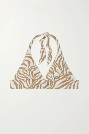 Max Mara Alberta Zebra-print Bikini Top - Neutrals
