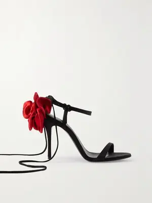 Magda Butrym Appliquéd Lace-up Sandals - Black
