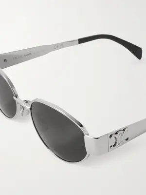 Celine Oval-frame -tone And Acetate Sunglasses - Silver