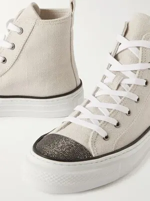 Brunello Cucinelli Bead-embellished High-top Sneakers