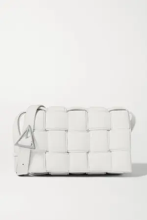 Bottega Veneta Cassette Medium Padded Intrecciato Leather Shoulder Bag - White