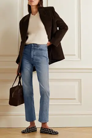 Khaite Abigail Stretch Cropped Straight-leg Jeans