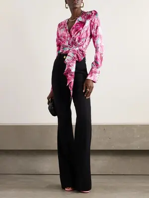 Balmain Printed Silk-satin Blouse