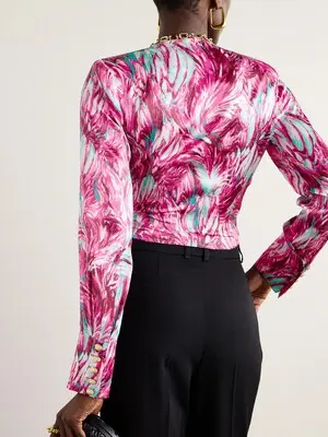Balmain Printed Silk-satin Blouse
