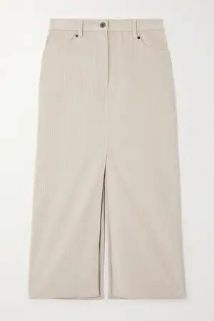Brunello Cucinelli Cotton-blend Corduroy Maxi Skirt - Neutrals