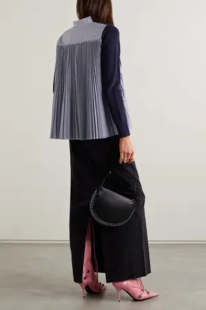 Sacai Cotton And Pleated Striped Poplin Cardigan