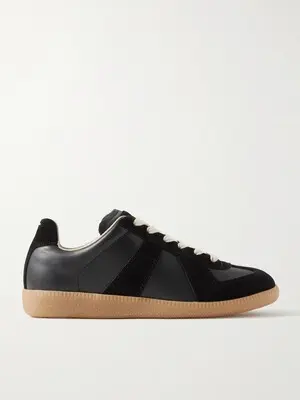 MAISON MARGIELA Replica Suede And Leather Sneakers - Black