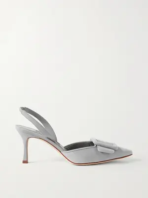 Manolo Blahnik Maysli 70 Buckled Slingback Pumps - Gray