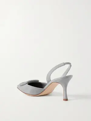 Manolo Blahnik Maysli 70 Buckled Slingback Pumps - Gray