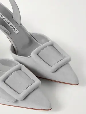 Manolo Blahnik Maysli 70 Buckled Slingback Pumps - Gray