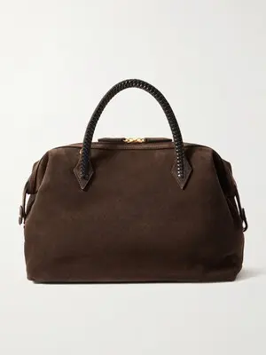 METIER Perriand City Medium Braided Leather-trimmed Suede Tote - Brown