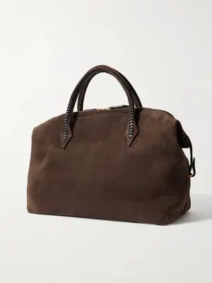 METIER Perriand City Medium Braided Leather-trimmed Suede Tote - Brown