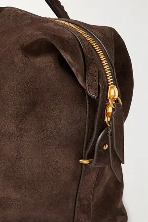 METIER Perriand City Medium Braided Leather-trimmed Suede Tote - Brown
