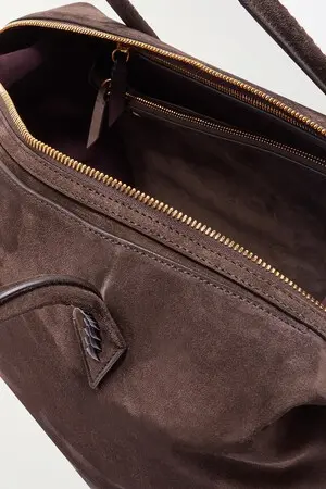 METIER Perriand City Medium Braided Leather-trimmed Suede Tote - Brown