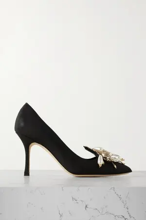 Manolo Blahnik 90 Embellished Grosgrain Pumps