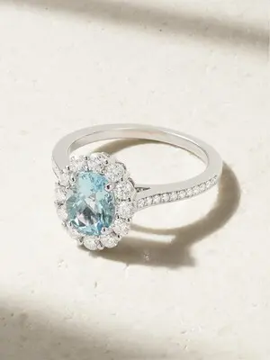 GARRARD 1735 Platinum Aquamarine And Diamond Ring - Gold
