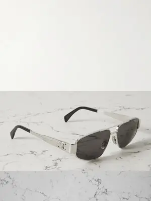 Celine Triomphe Aviator-style Sunglasses - Silver
