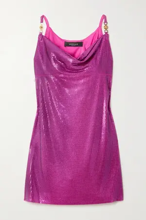 Versace Draped Sequined Jersey Mini Dress