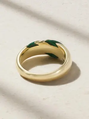 JENNA BLAKE 18-karat Gold Malachite And Diamond Ring