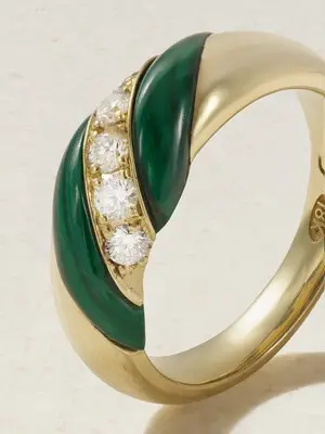 JENNA BLAKE 18-karat Gold Malachite And Diamond Ring