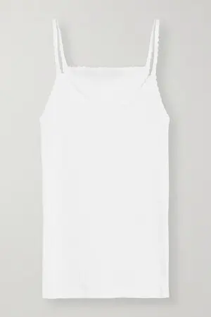 LESET Pointelle-knit Cotton-jersey Tank - White
