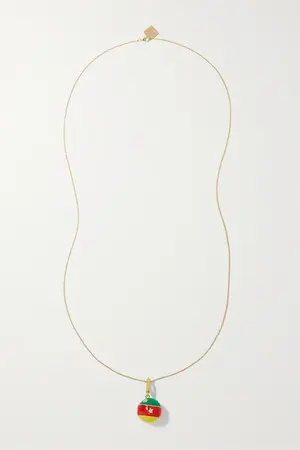 Lauren Rubinski 14-karat Enamel And Diamond Necklace - Gold