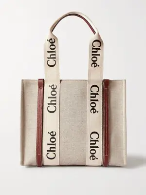 Chloé Woody Medium Linen Tote - Brown