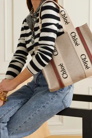 Chloé Woody Medium Linen Tote - Brown