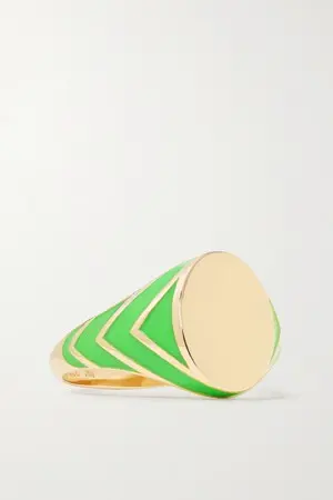 Alison Lou Stripe 14-karat And Enamel Ring - Gold