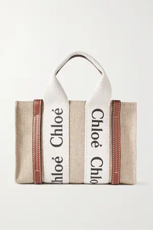Chloé Net Sustain Woody Mini Linen Tote - Brown
