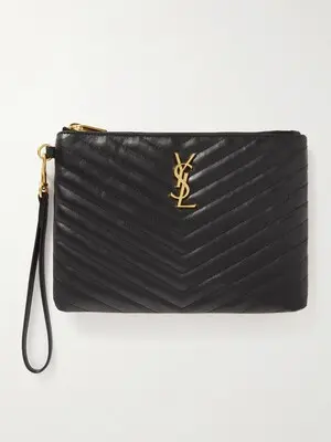 Saint Laurent Cassandre Matelassé Pouch - Black