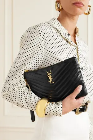 Saint Laurent Cassandre Matelassé Pouch - Black