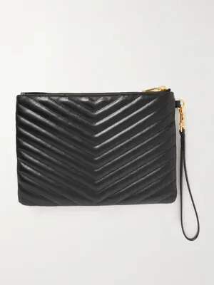Saint Laurent Cassandre Matelassé Pouch - Black