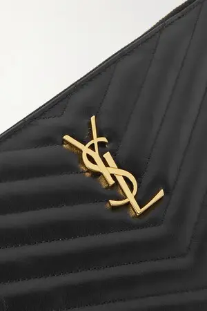 Saint Laurent Cassandre Matelassé Pouch - Black