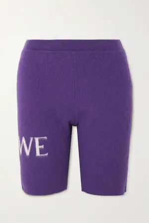 Loewe Brushed Jacquard-knit Wool-blend Shorts