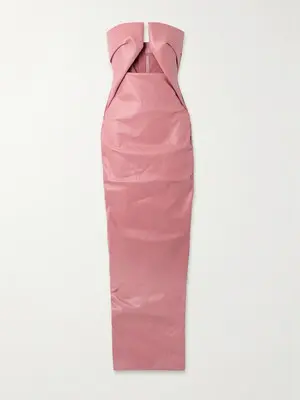 Rick Owens Strapless Coated-denim Gown