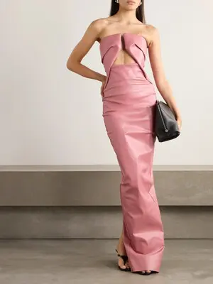 Rick Owens Strapless Coated-denim Gown