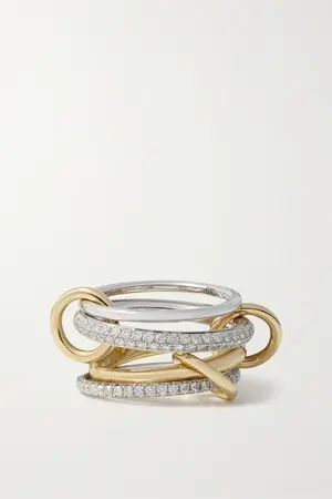 SPINELLI KILCOLLIN Vega Set Of Four Sterling Silver And 18-karat Diamond Rings - Gold