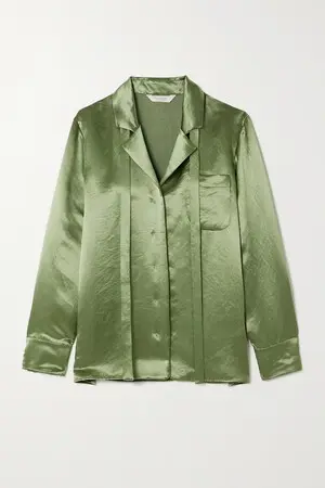 Max Mara Vignola Crinkled-satin Shirt - Green