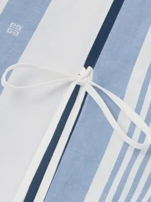Givenchy Embroidered Striped Cotton And Linen-blend Shirt - Blue