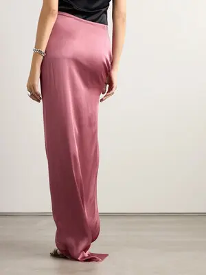 Rick Owens Edfu Ruffled Asymmetric Draped Satin Maxi Skirt