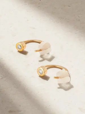MELISSA JOY MANNING 14-karat Diamond Huggie Earrings