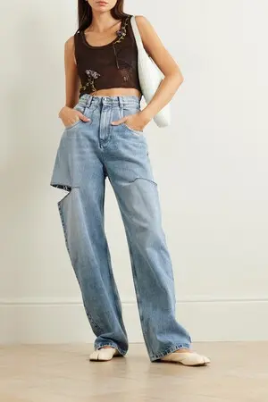 MAISON MARGIELA Cutout High-rise Wide-leg Jeans - Blue
