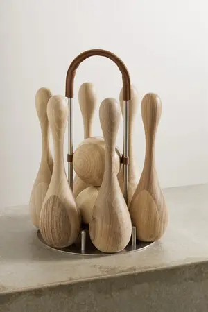 Brunello Cucinelli Leather-trimmed Wood Skittles Set