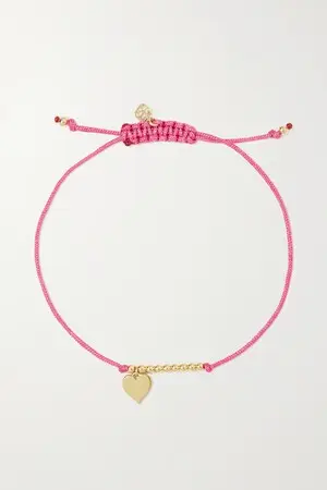 SYDNEY EVAN 14 Karat Gold Heart Cord Bracelet - Pink