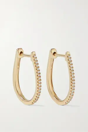 STONE AND STRAND Medium Oval 14-karat Diamond Hoop Earrings - Gold