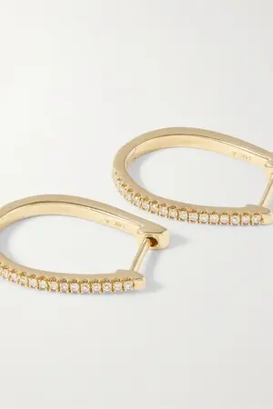 STONE AND STRAND Medium Oval 14-karat Diamond Hoop Earrings