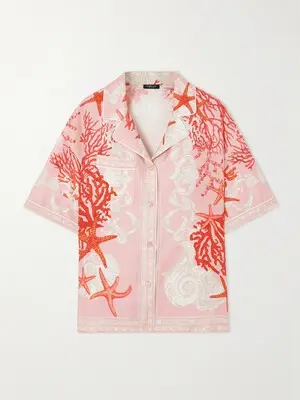 Versace Printed Silk-twill Shirt
