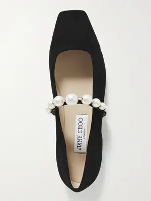 JIMMY CHOO Ade Embellished Ballet Flats - Black