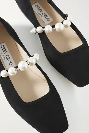 JIMMY CHOO Ade Embellished Ballet Flats - Black
